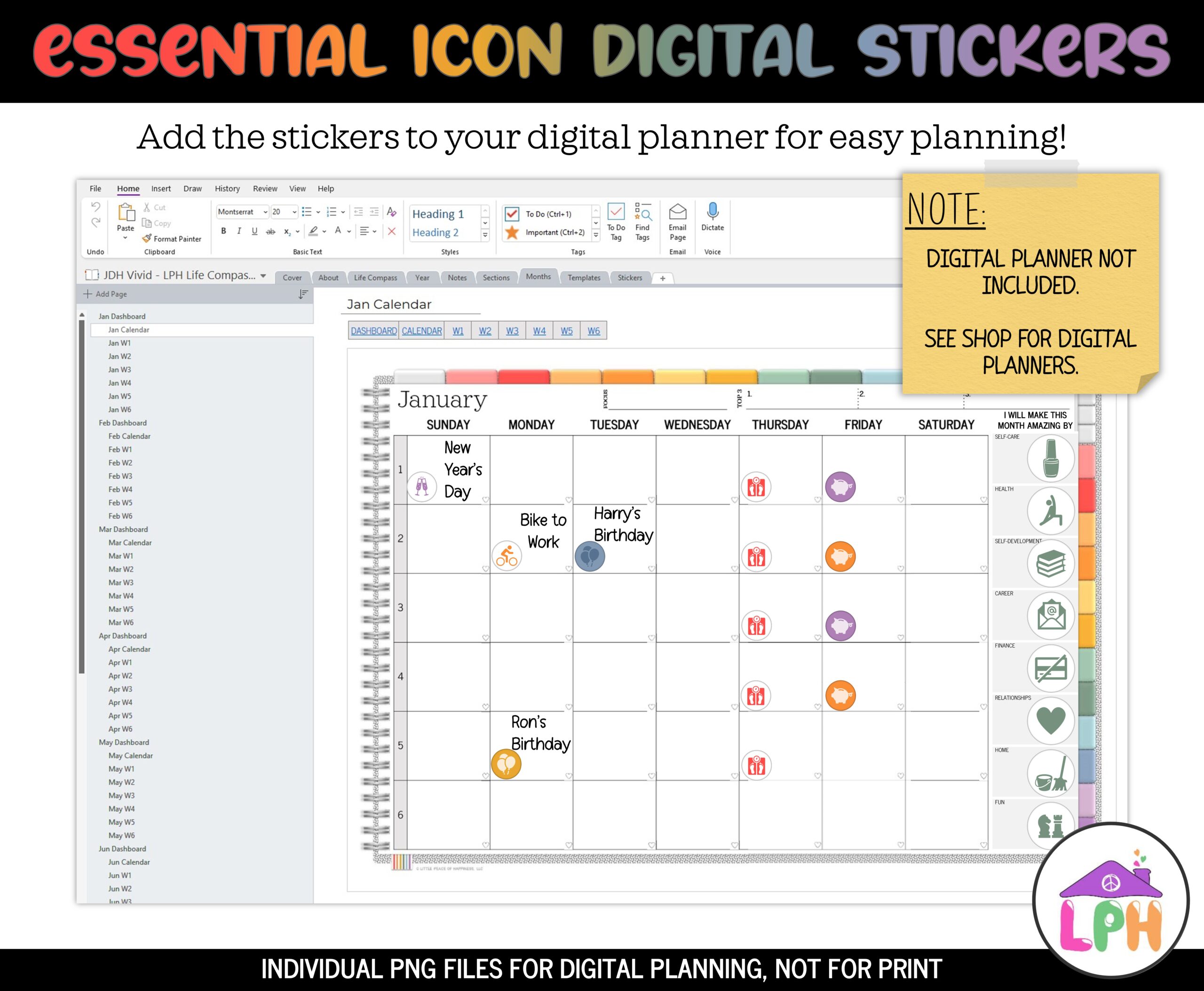 Essential Icon Stickers | Individual PNG For Light & Dark Mode | Vivid