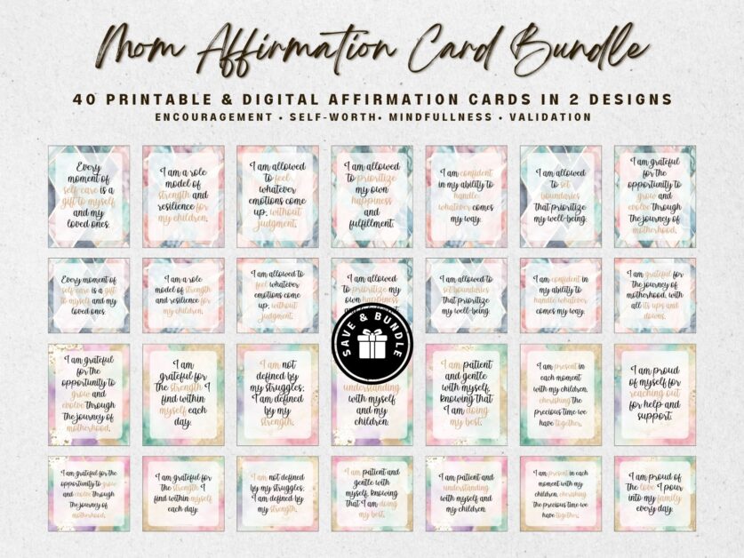 40 Mom Affirmation Card Printables & Digital Stickers | Positive Daily ...