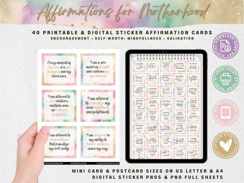 40 Mom Affirmation Card Printables & Digital Stickers | Positive Daily ...